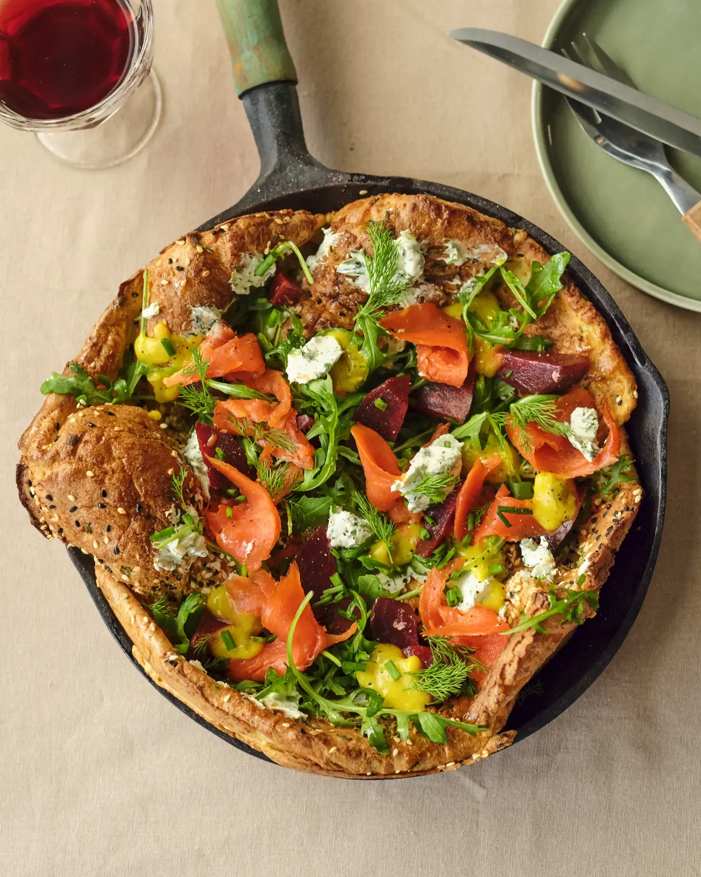 Dutch Pancake with Smoked Wild Salmon and Piccalilli Dressing